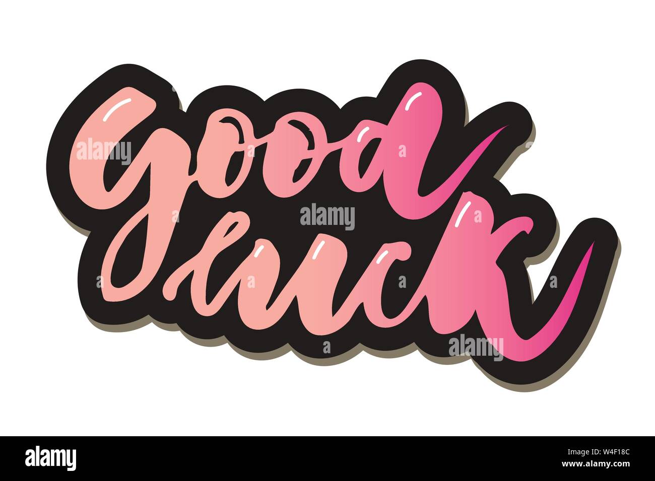 Good luck text lettering calligraphy phrase color gradient sticker ...