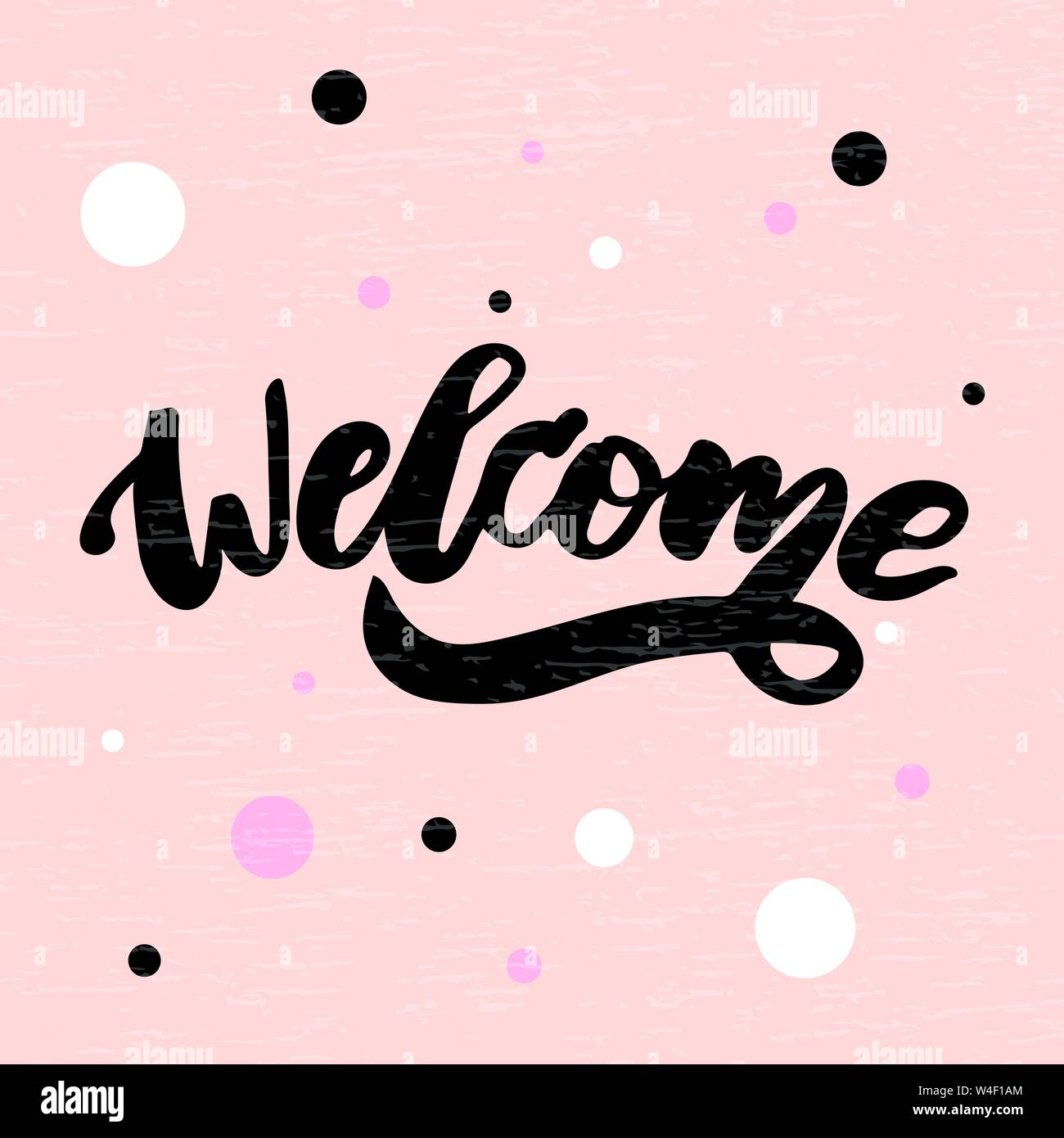 welcome text lettering calligraphy phrase color gradient Stock Vector ...
