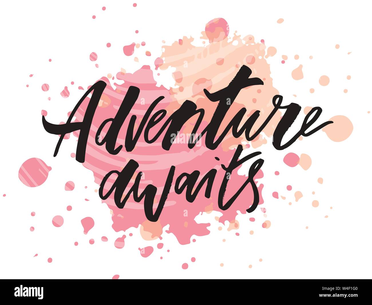 Lettering with phrase Adventure. Vector illustration. watercolor ...