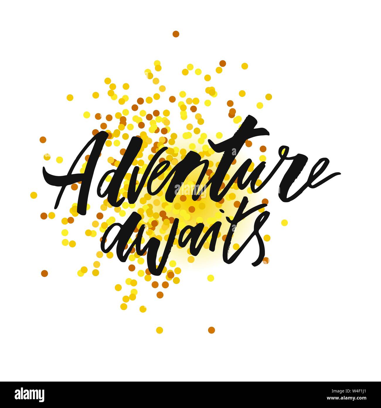 Lettering with phrase Adventure. Vector illustration. gold lettering ...