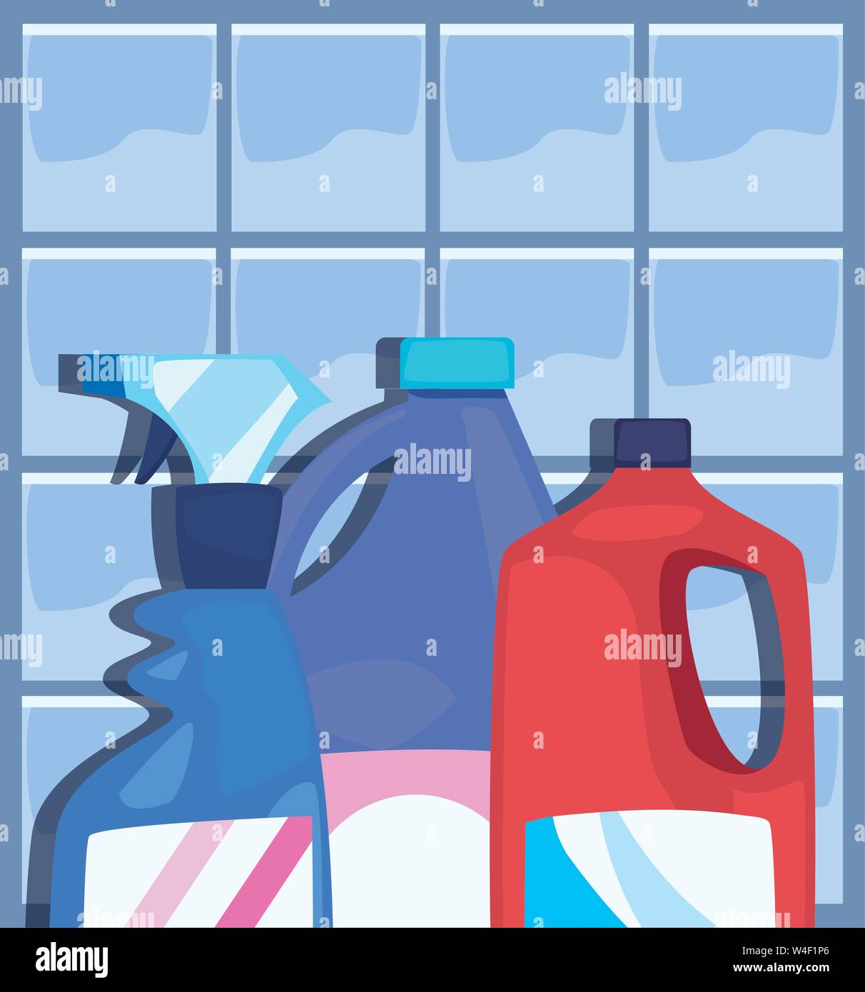 spray detergent bleach cleaning products and supplies vector ...