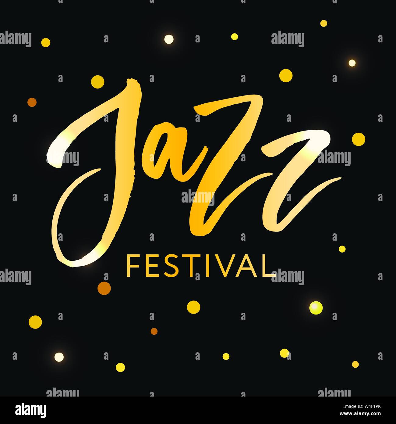Jazz festival text lettering calligraphy black phrase gold Stock Vector ...