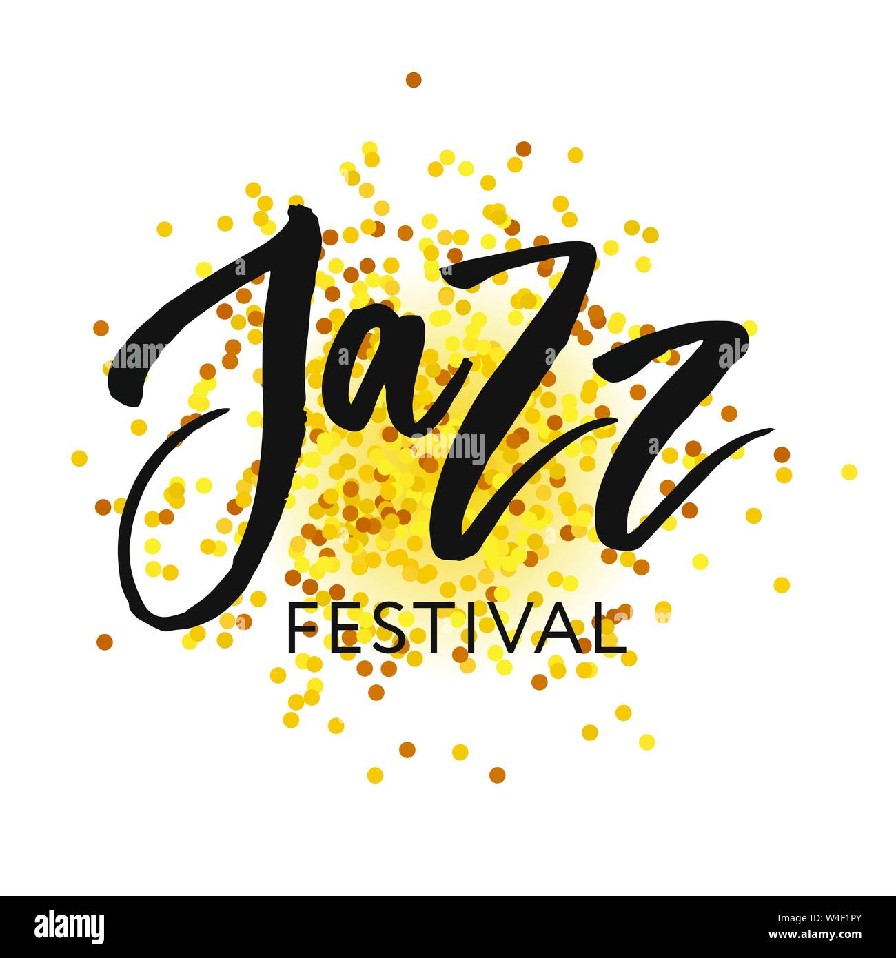 Jazz festival text lettering calligraphy black phrase gold Stock Vector ...