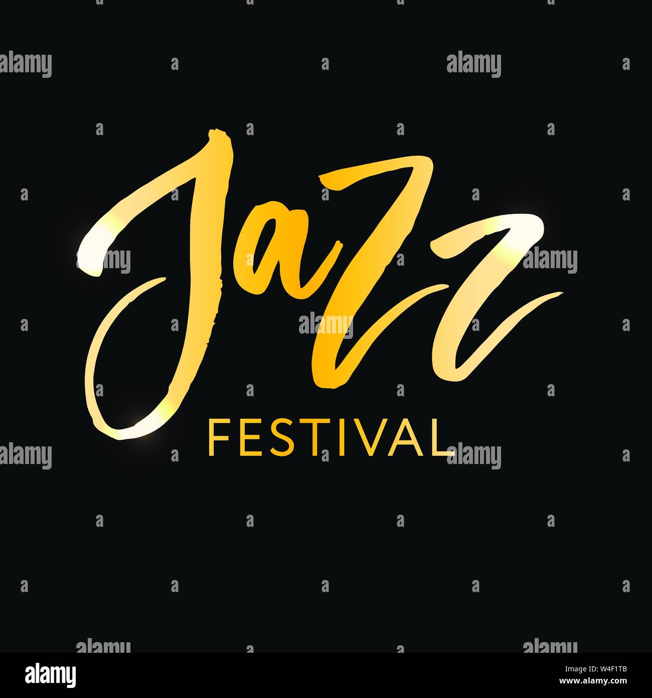 Jazz festival text lettering calligraphy black phrase gold Stock Vector ...