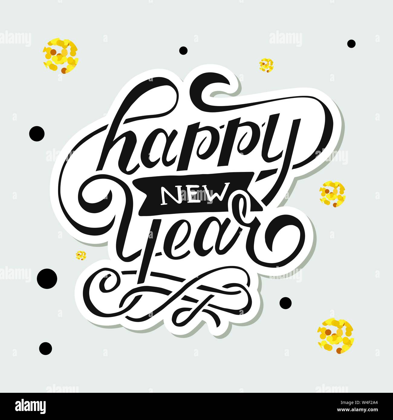 Happy New Year Vector Gradient Phrase Lettering Calligraphy ...