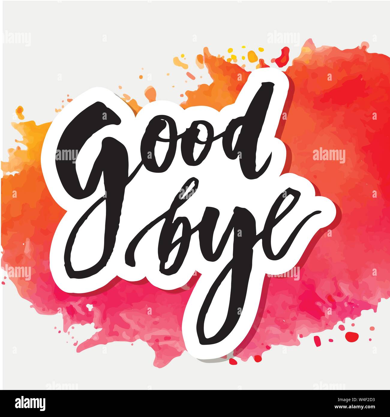Goodbye Lettering Calligraphy Phrase Bye Vector Watercolor Illustration ...