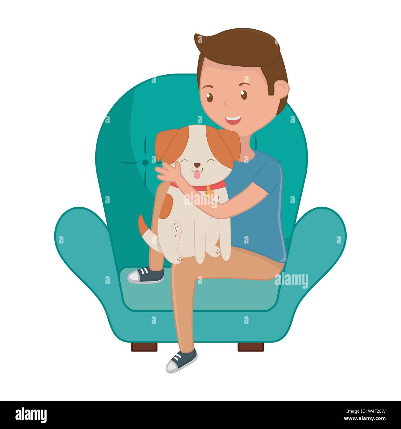 Boy with dog cartoon design, Mascot pet animal nature cute and puppy ...