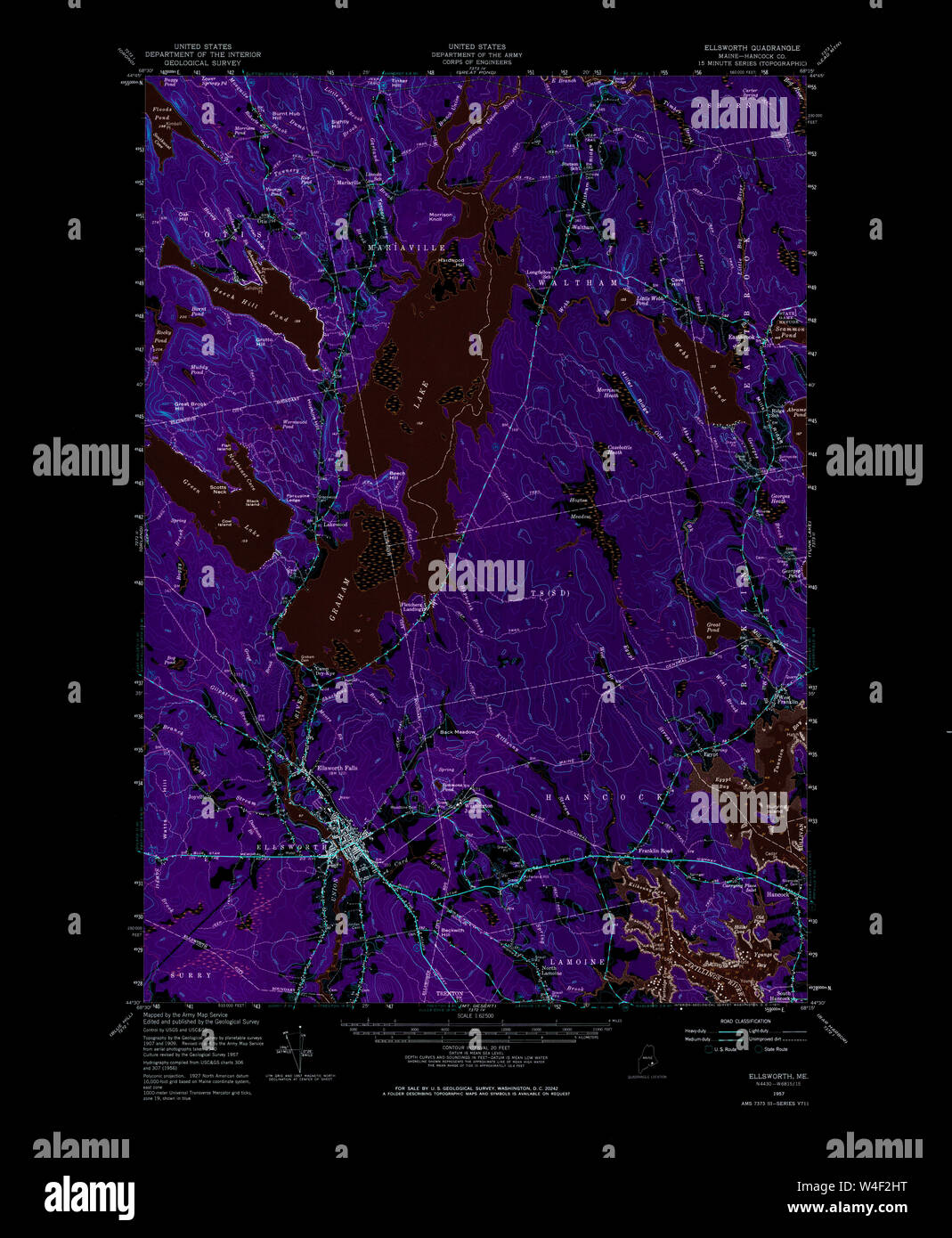 Ellsworth maine map hi-res stock photography and images - Alamy