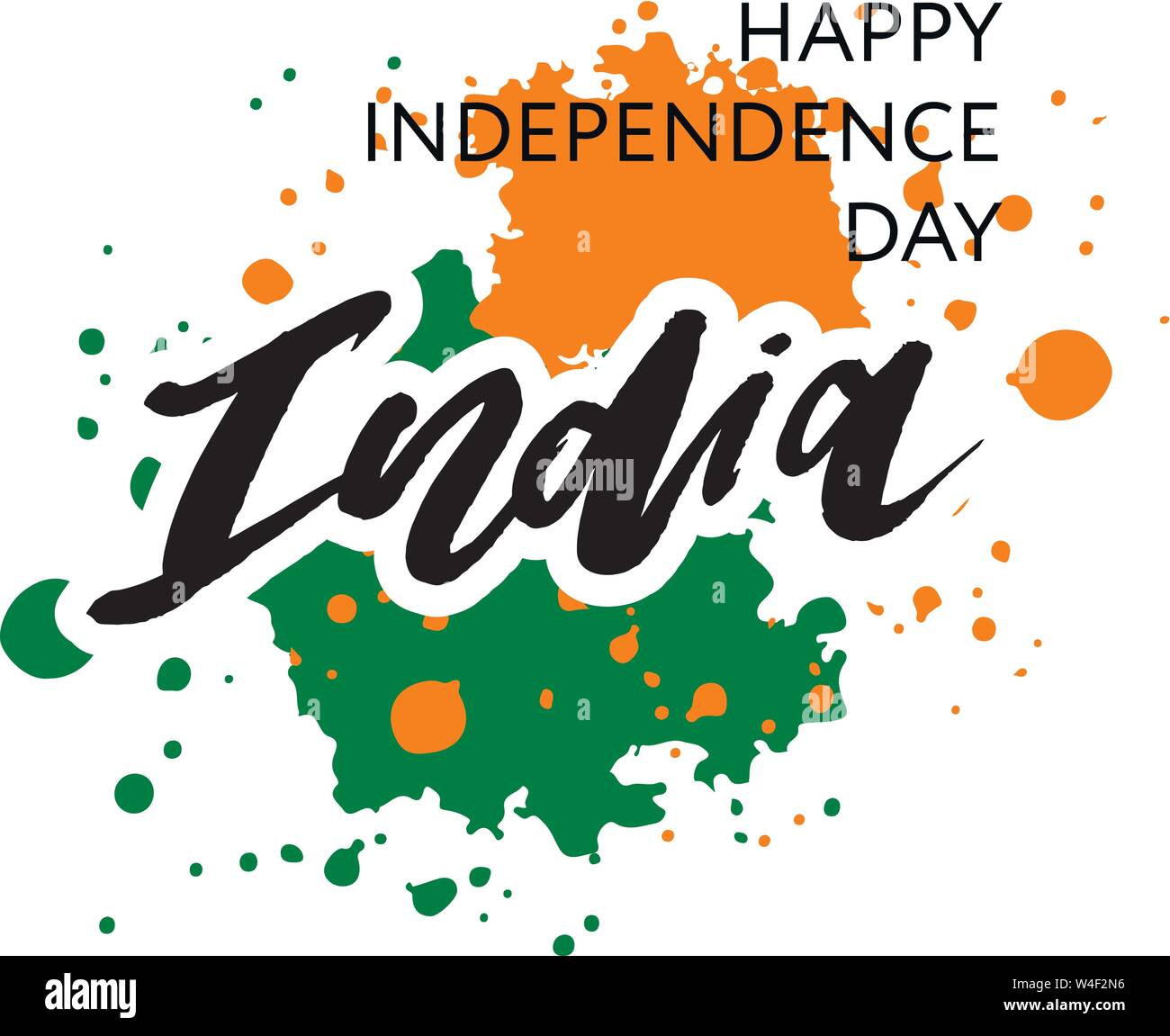 India Independence Day 15 august Lettering Calligraphy Vector Stock ...