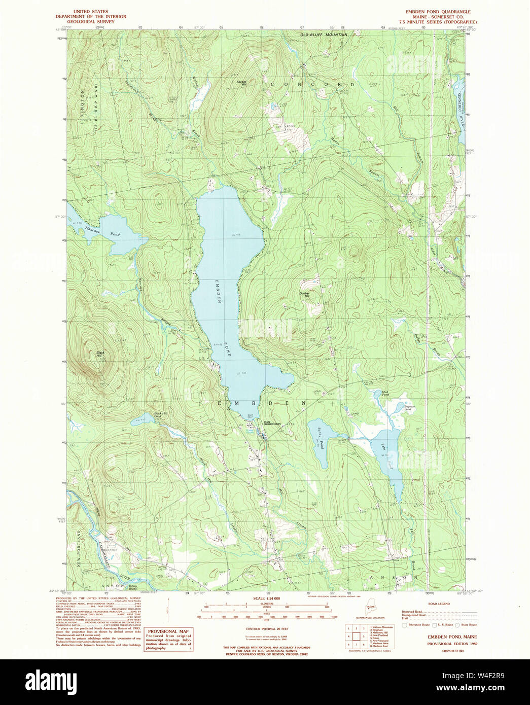 Maine USGS Historical Map Embden Pond 105114 1989 24000 Restoration ...