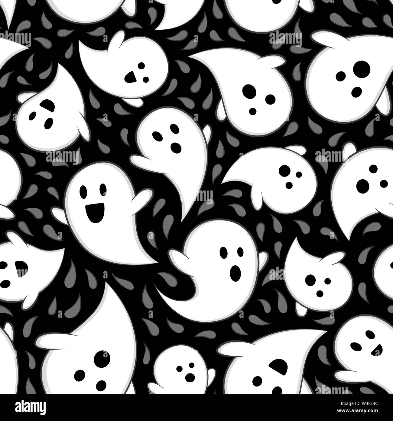 Cute ghosts seamless pattern. Halloween Vector illustration background ...