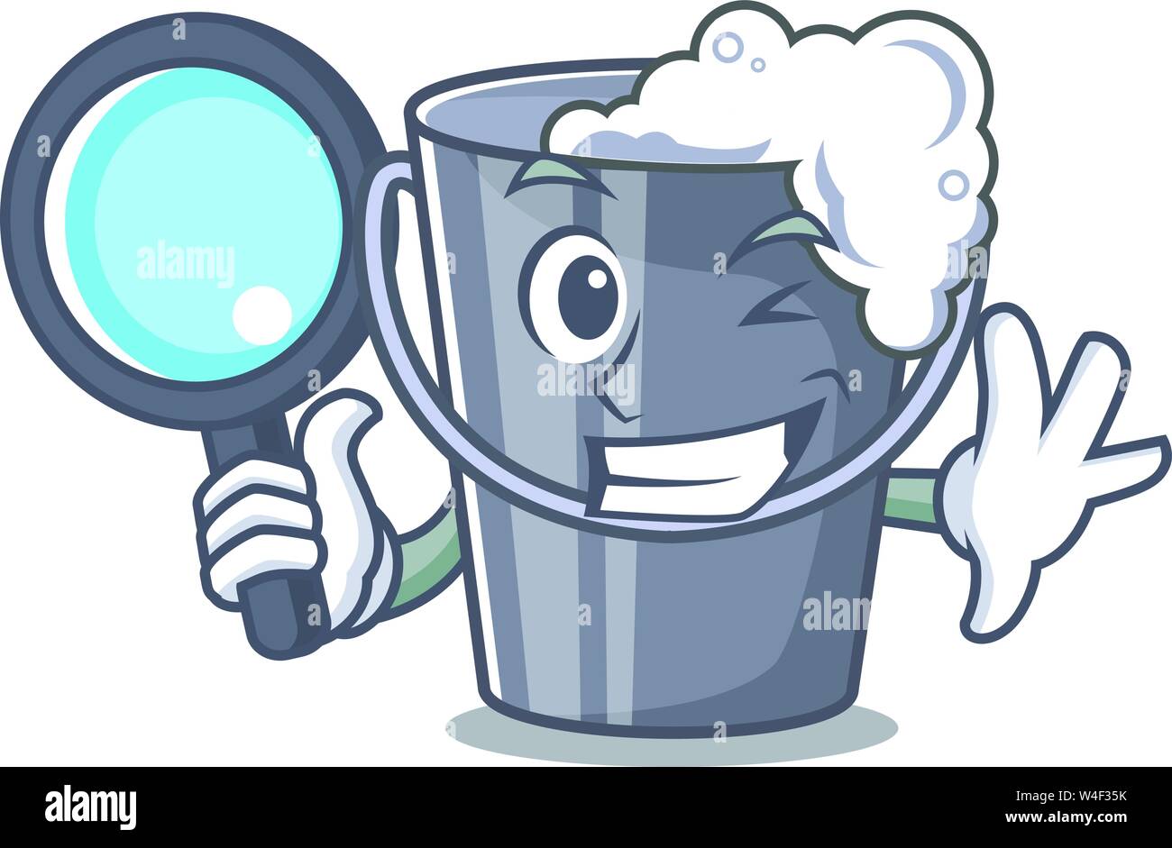 Detective soapy water in a cartoon bucket vector illustration Stock ...