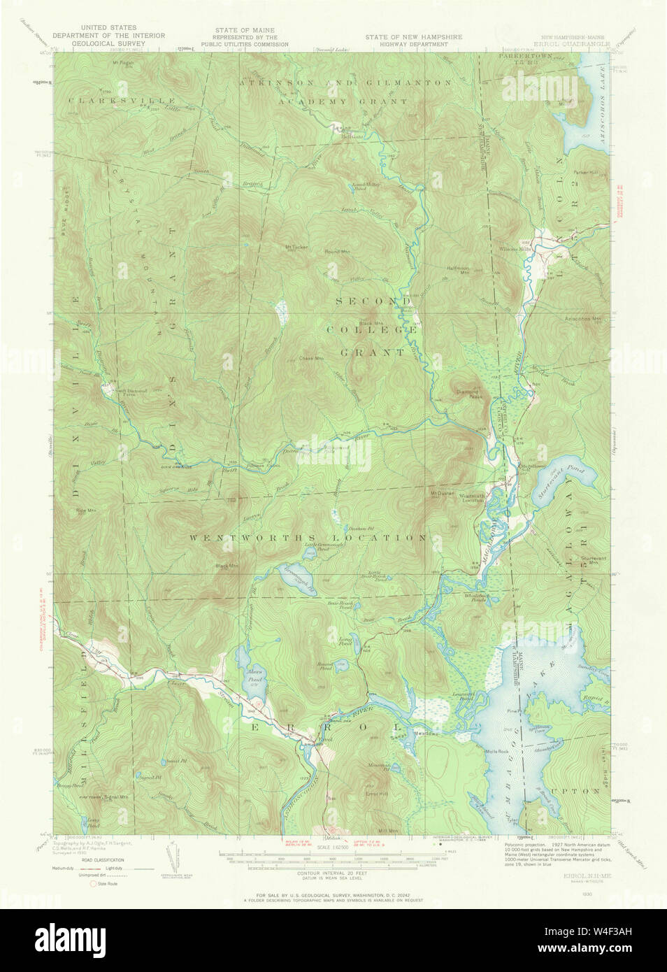 Maine USGS Historical Map Errol 306555 1930 62500 Restoration Stock ...