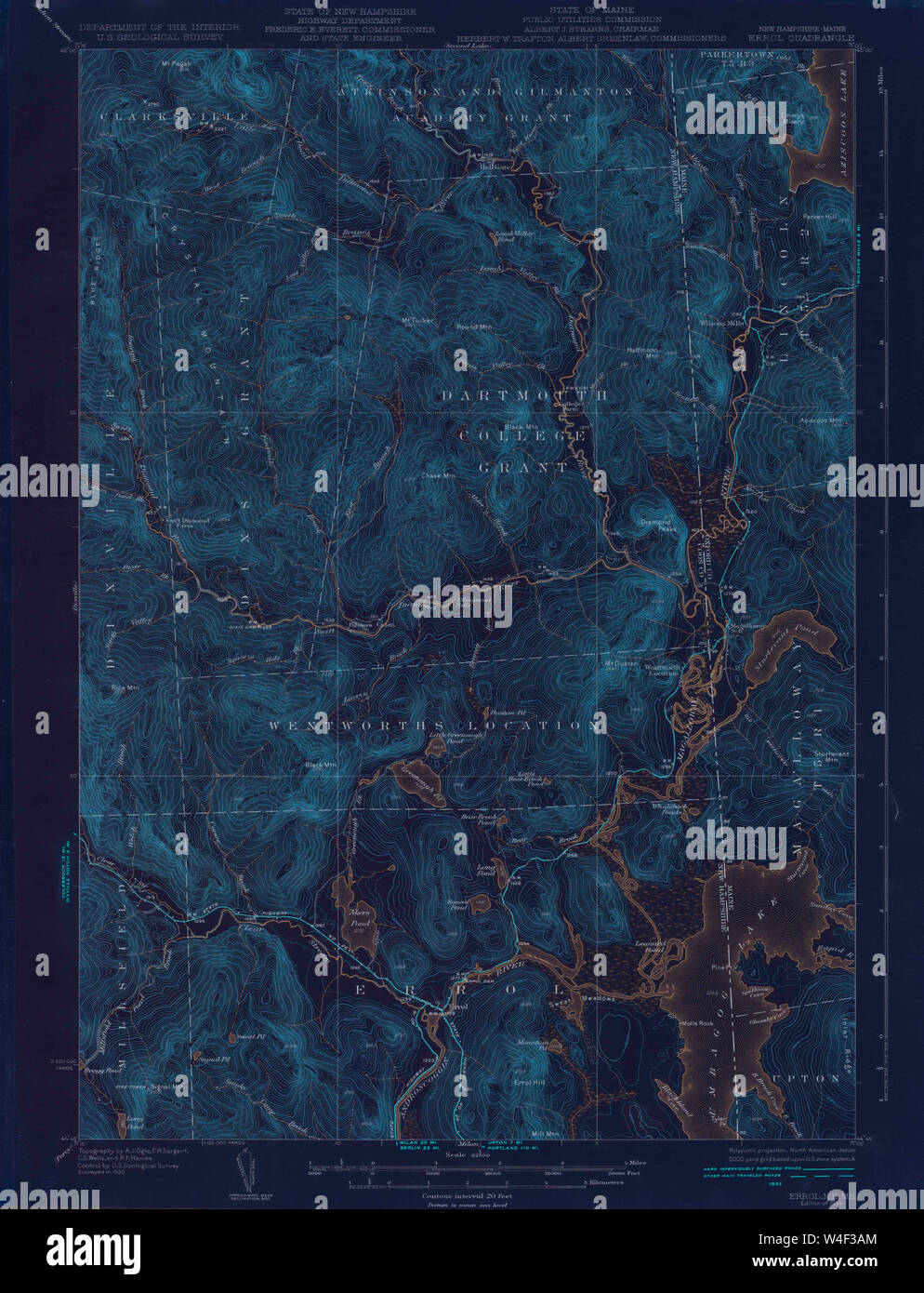 Maine USGS Historical Map Errol 306556 1934 62500 Inversion Restoration ...