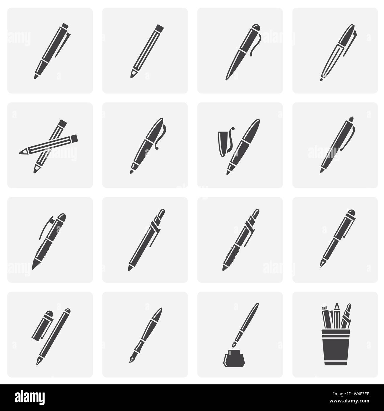 Pens related icons set on background for graphic and web design. Simple ...