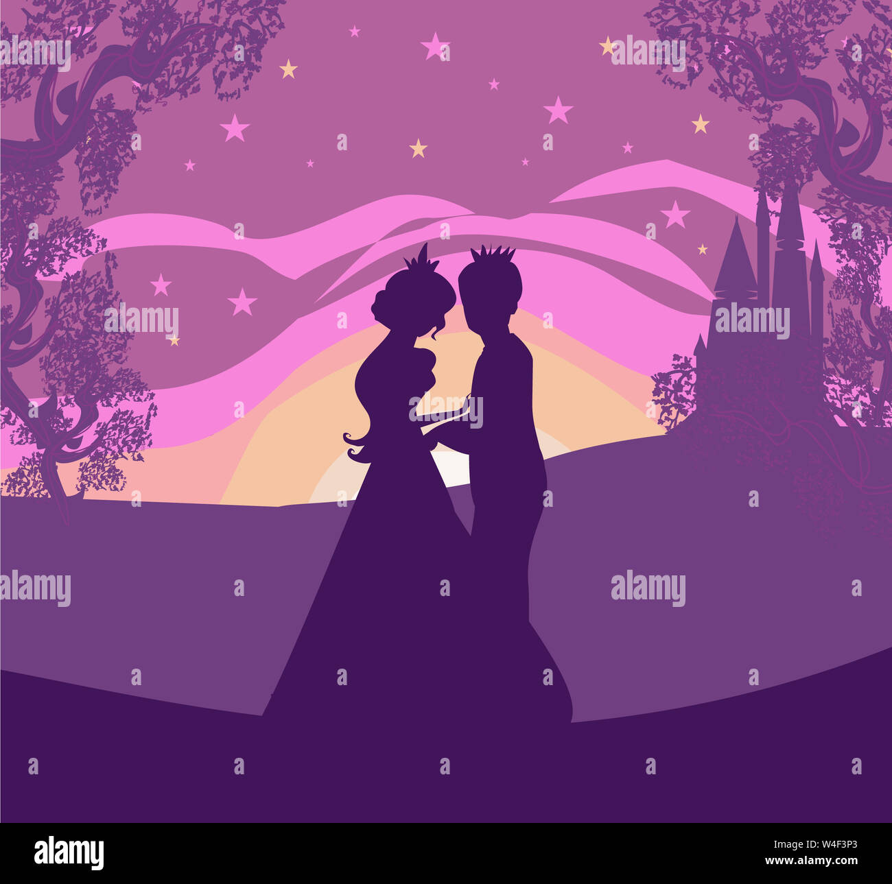 Magic Castle And Princess With Prince Stock Photo Alamy magic-castle-and-princess-with-prince-stock-photo-alamy