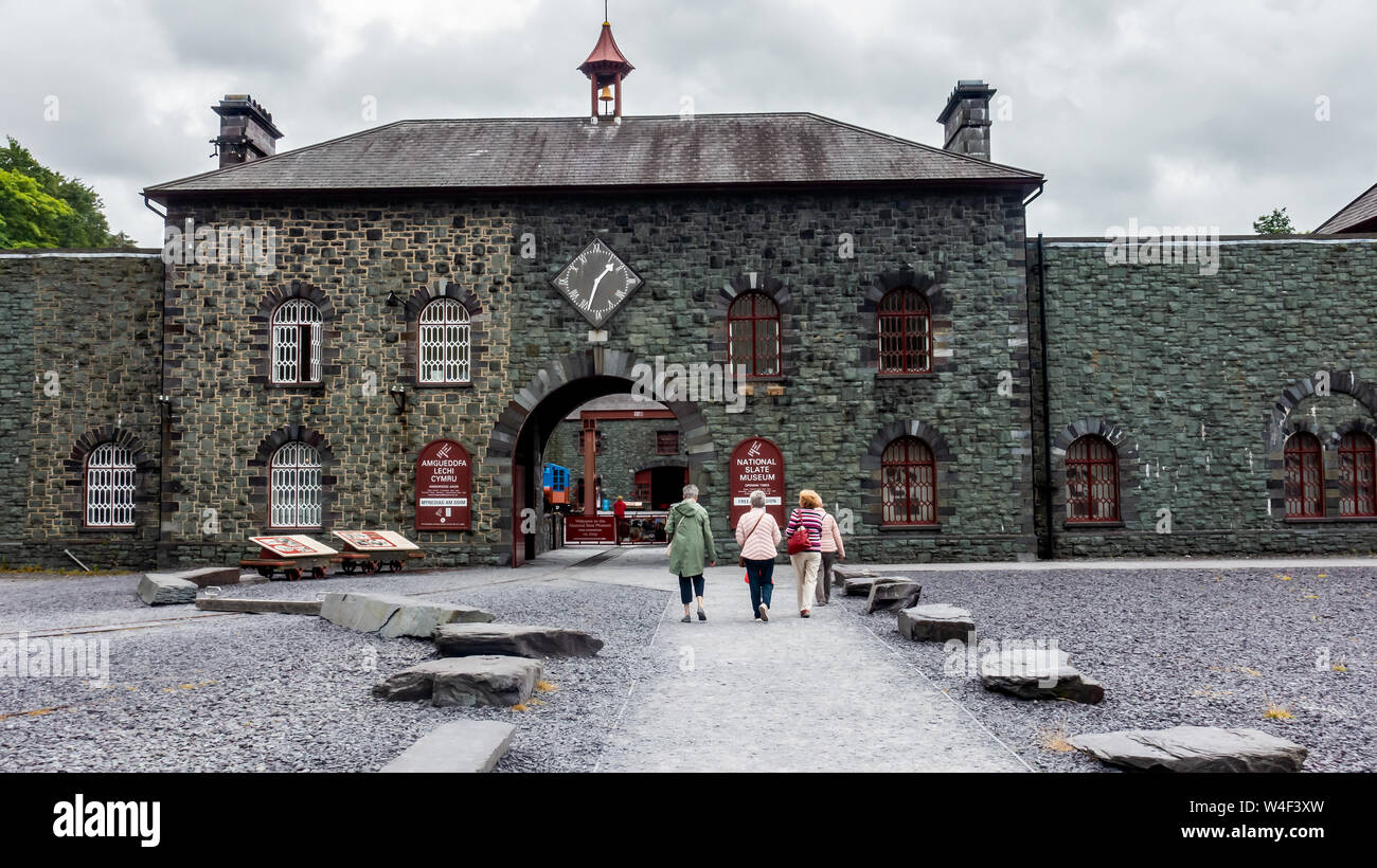 The entrance to the National Slate Museum, Llanberis, North Wales. A ...