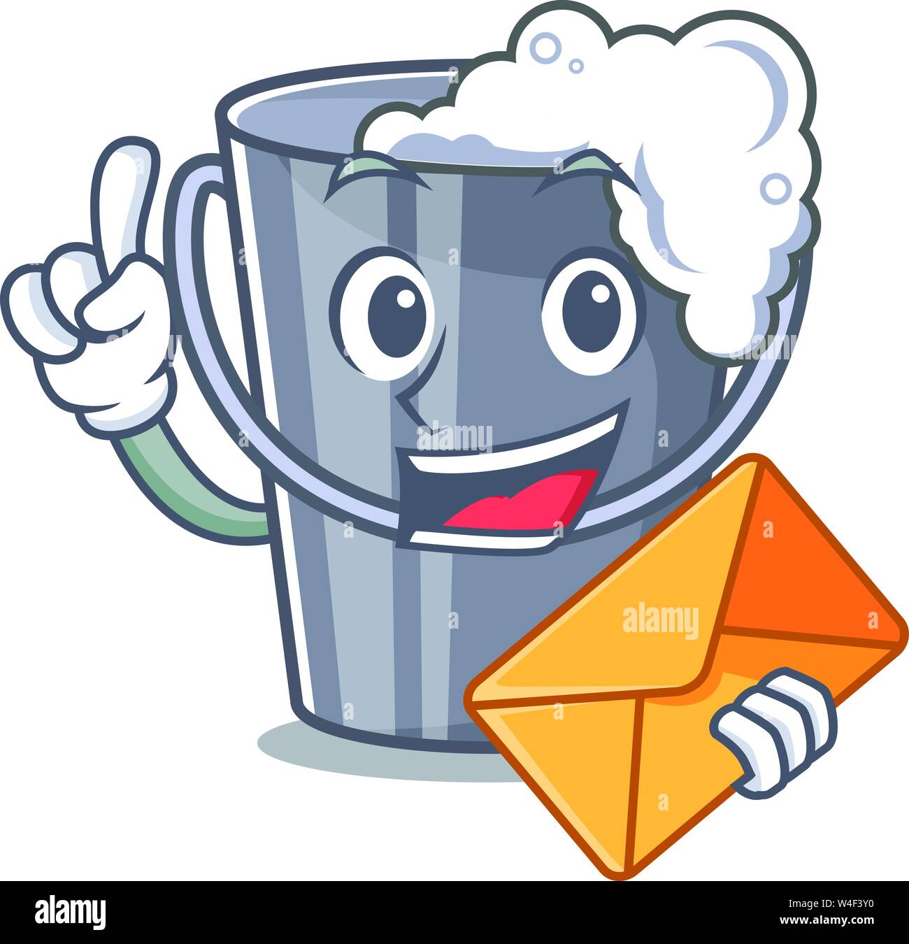 With envelope soapy water in a cartoon bucket vector illustration Stock ...
