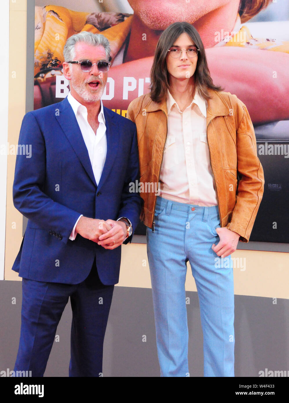 Hollywood, California, USA 22nd July 2019 Actor Pierce Brosnan and son ...