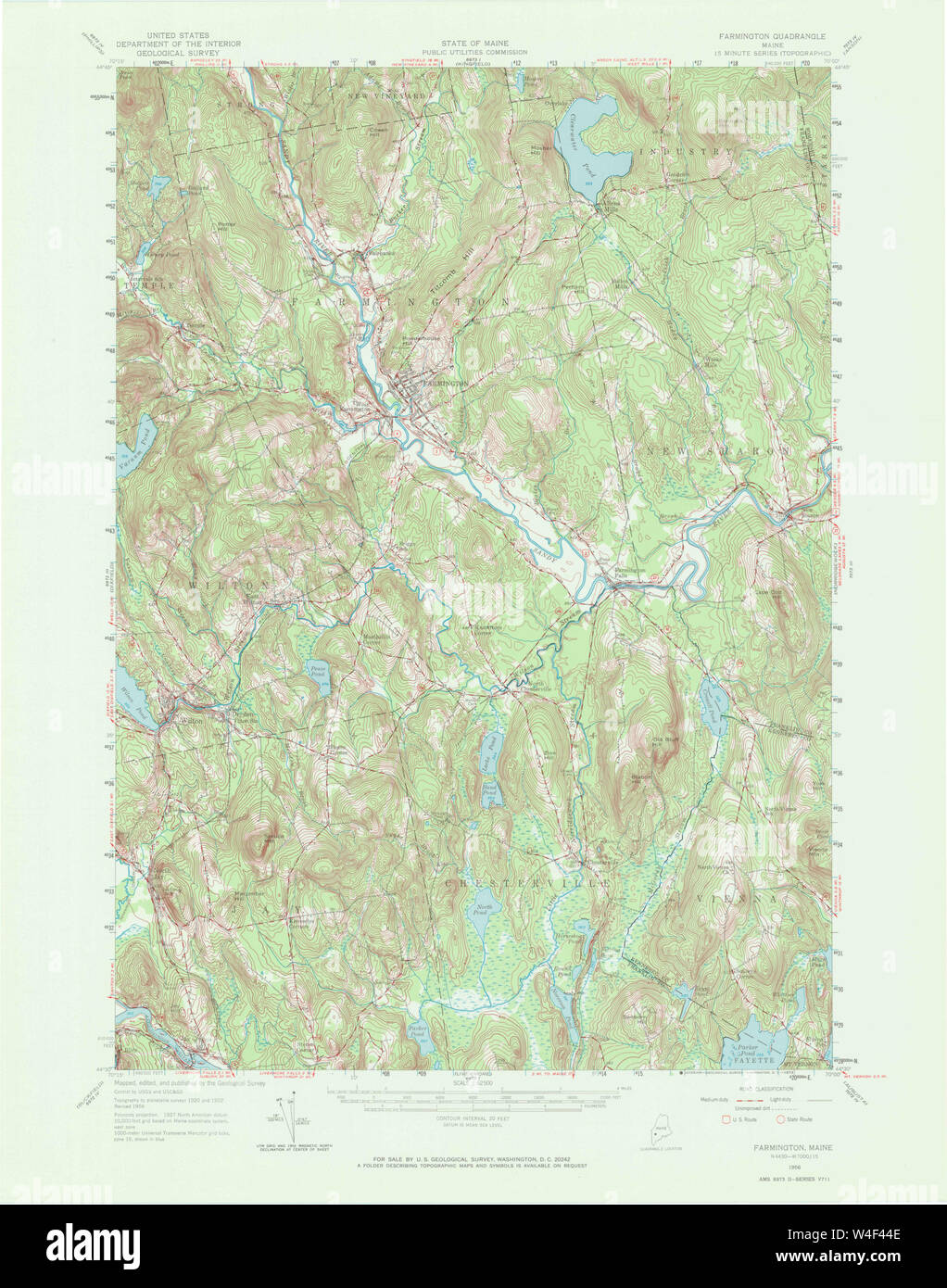 Maine USGS Historical Map Farmington 306557 1956 62500 Restoration ...