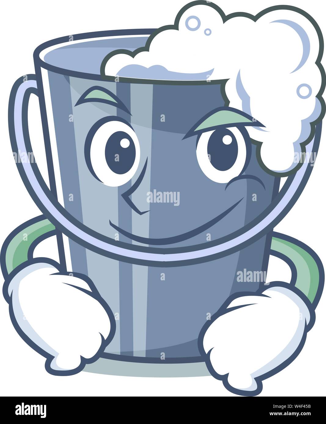 Smirking soapy water in a cartoon bucket vector illustration Stock ...