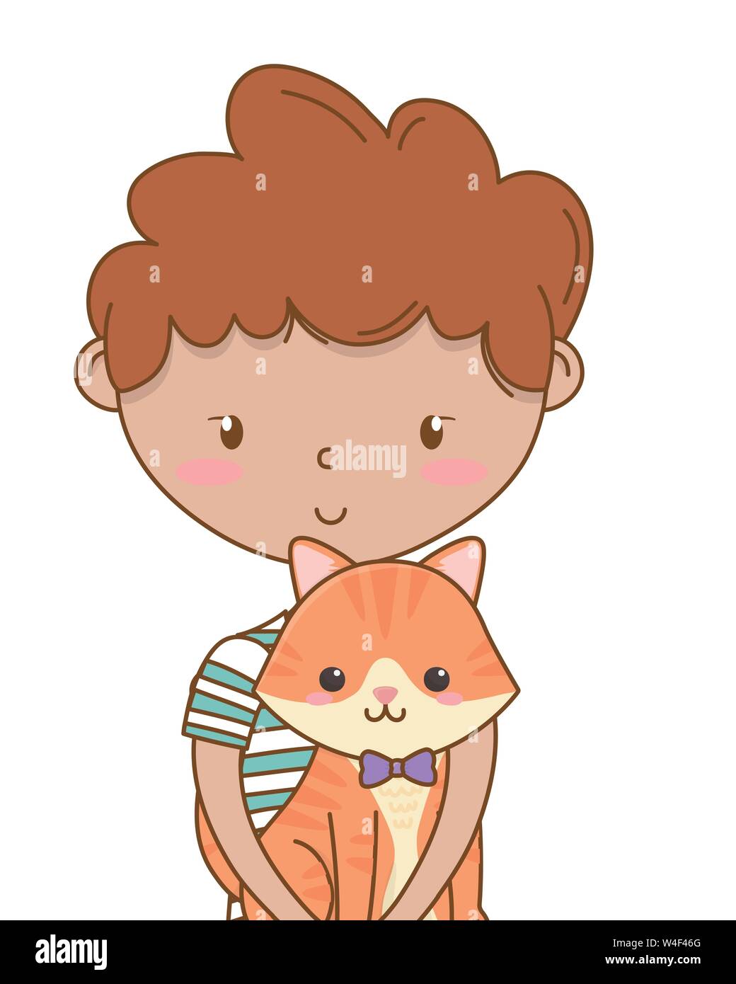 Boy with cat cartoon design, Mascot pet animal domestic cute life ...