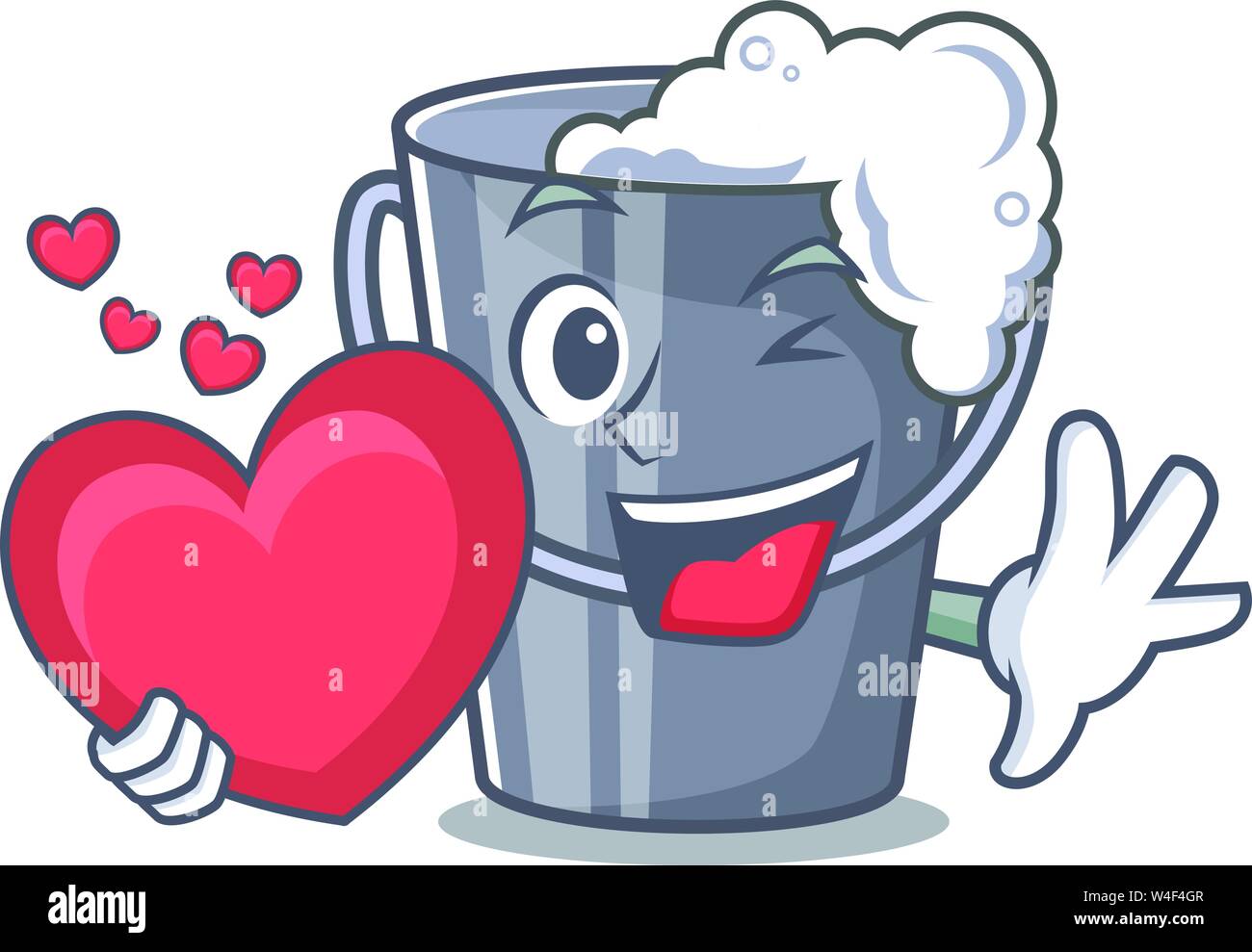 With heart soapy water in the character shape vector illustration Stock ...