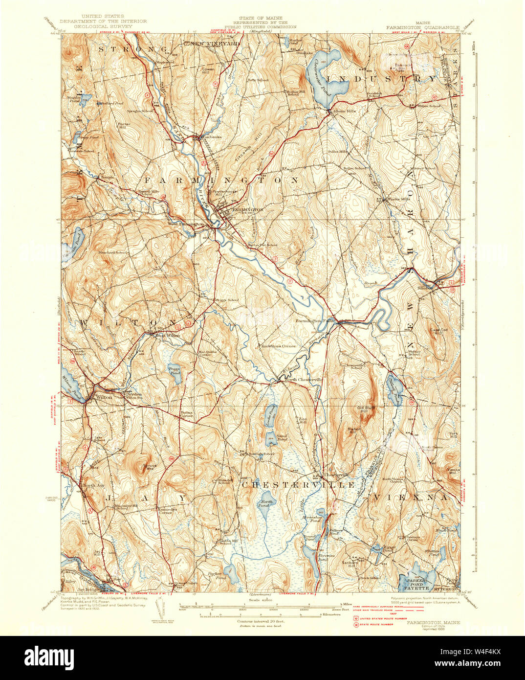 Maine USGS Historical Map Farmington 460391 1924 62500 Restoration ...