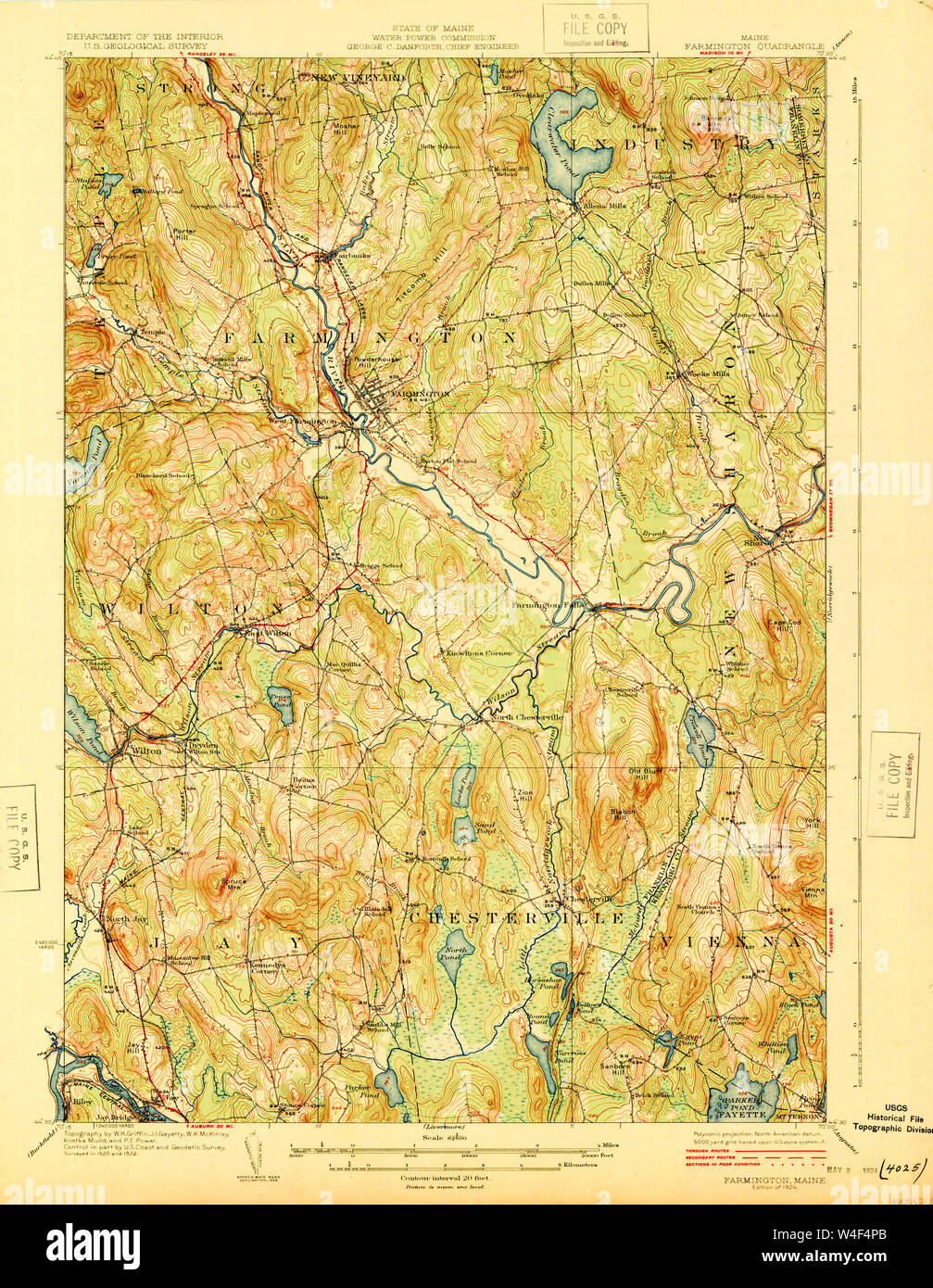 Maine USGS Historical Map Farmington 807488 1924 62500 Restoration ...