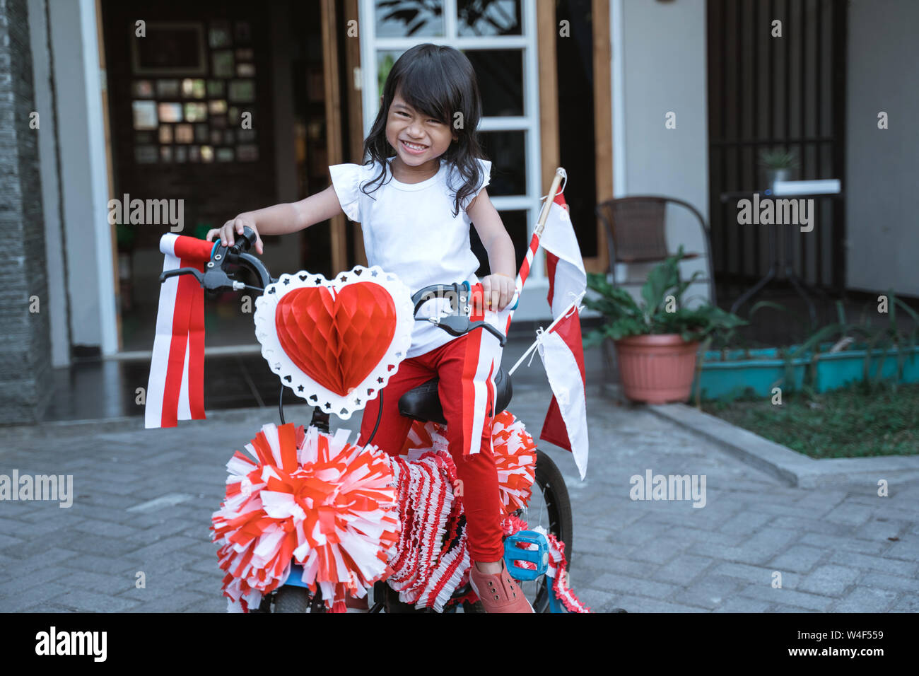 decorating bicycle for indonesia independence day celebration Stock ...