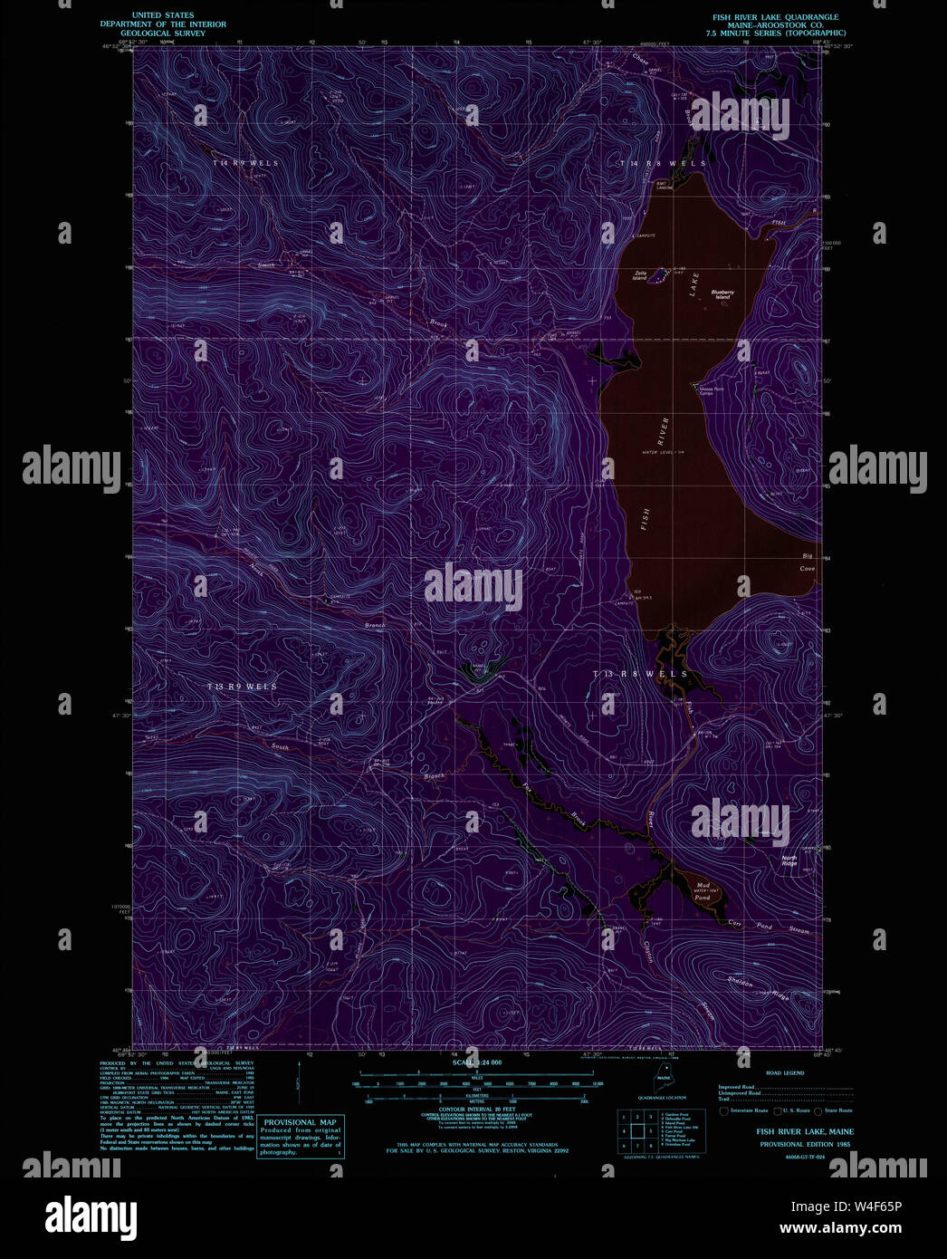 Maine USGS Historical Map Fish River Lake 105137 1985 24000 Inversion ...