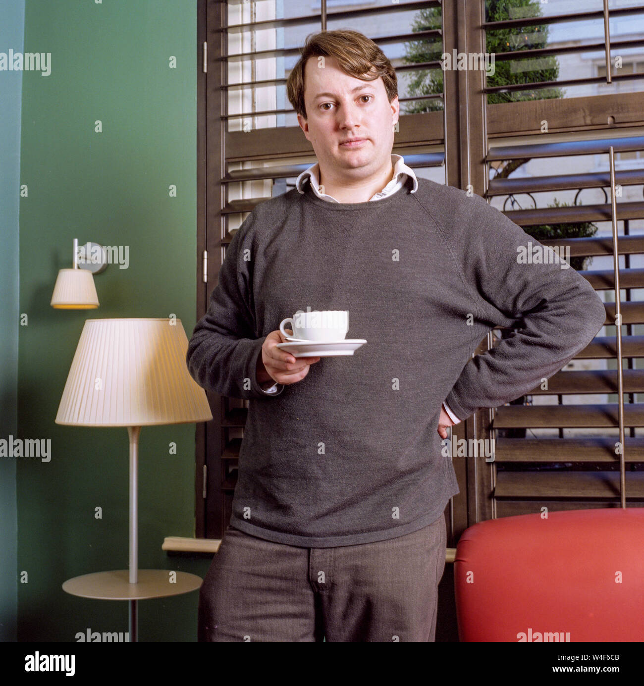 English comedian David Mitchell photographed at the Groucho Club, Soho ...