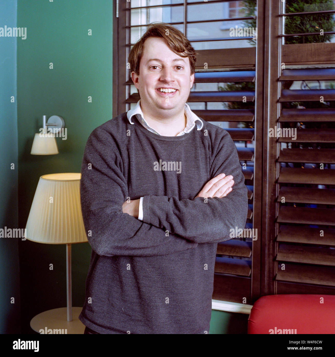 English comedian David Mitchell photographed at the Groucho Club, Soho ...