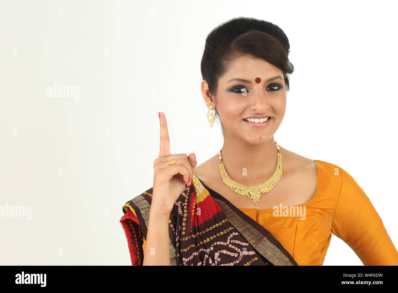 Indian Woman Showing Pointing Upward High Resolution Stock Photography ...