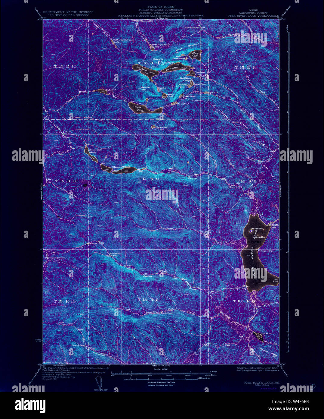 Maine USGS Historical Map Fish River Lake 460396 1935 62500 Inversion ...