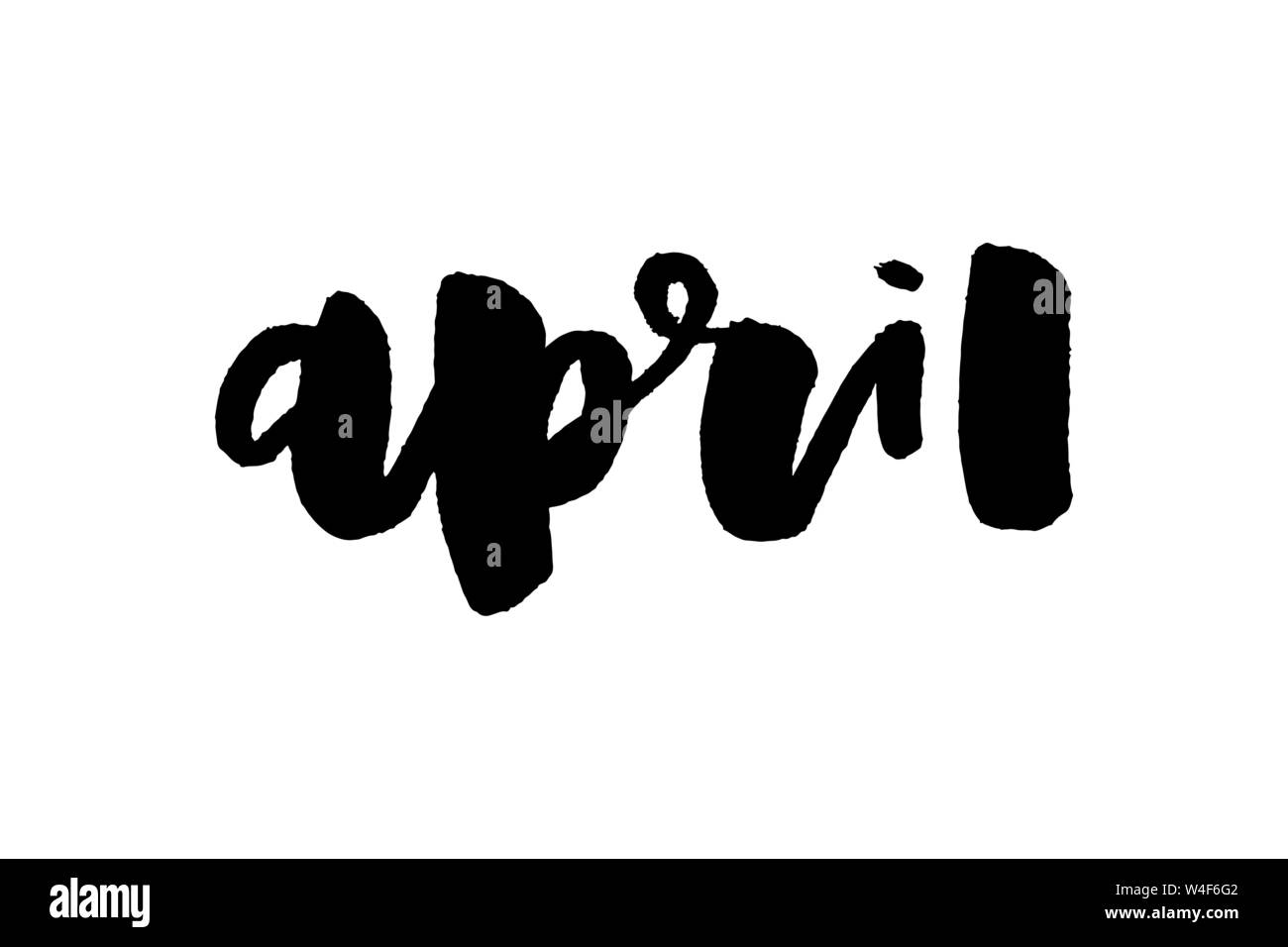 April lettering. Hand-written calligraphy, April month brush-lettering ...