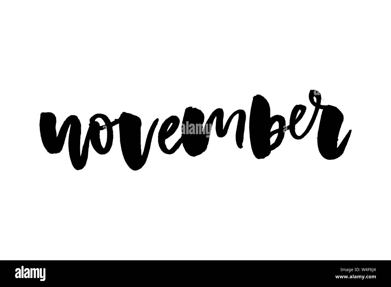 November lettering typography. Modern calligraphy. Vector illustration ...