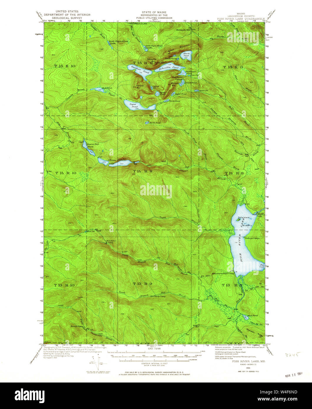 Maine USGS Historical Map Fish River Lake 460399 1931 62500 Restoration ...