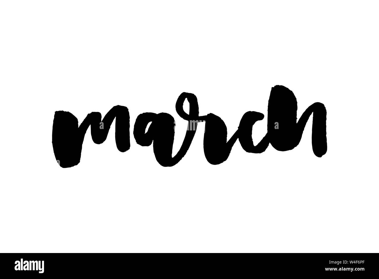 hello March. handwritten lettering. Modern Calligraphy illustration ...