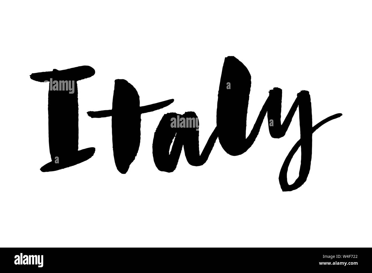 Italy hand lettering. Name of country. Ink illustration. Modern brush ...