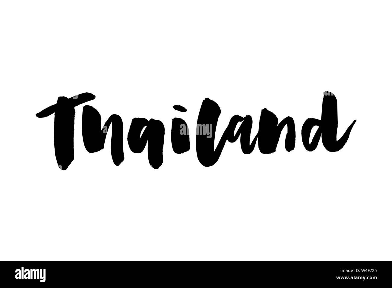 Handwritten word Thailand. Hand drawn lettering. Calligraphic element ...