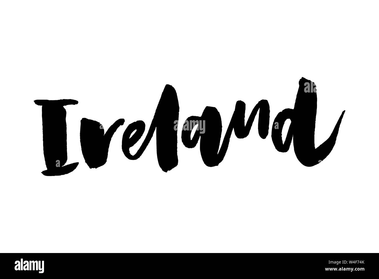 Ireland. Hand-lettering calligraphy. Hand drawn brush calligraphy. City ...