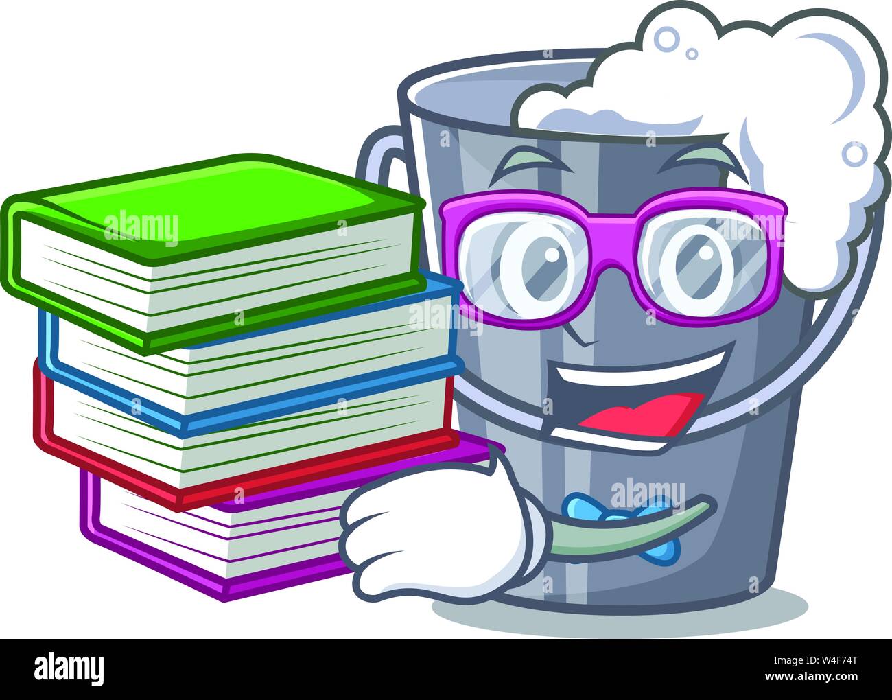 Student with book soapy water in a cartoon bottle vector illustration ...