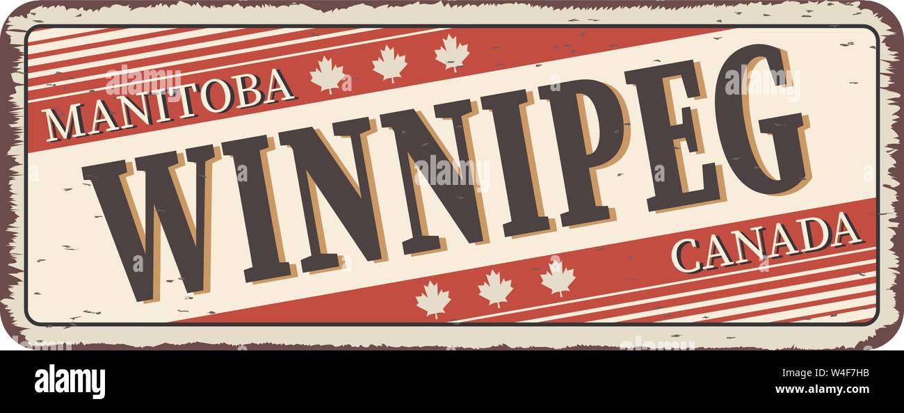 Welcome to Winnipeg Canada rusty old enamel sign on white background ...