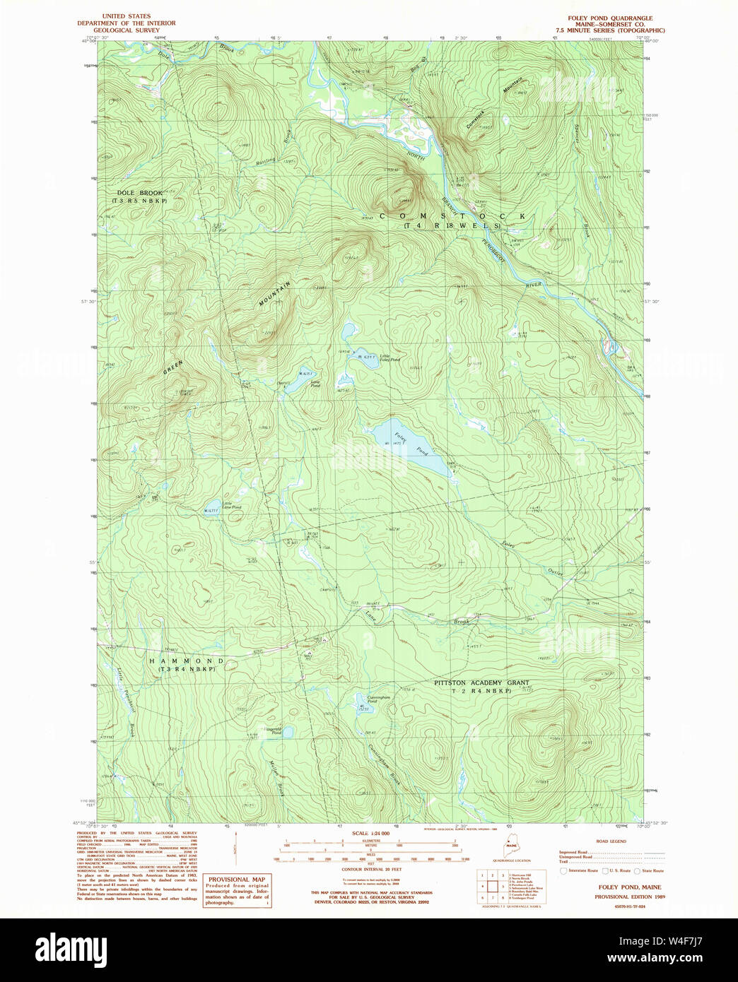 Maine USGS Historical Map Foley Pond 105142 1989 24000 Restoration ...