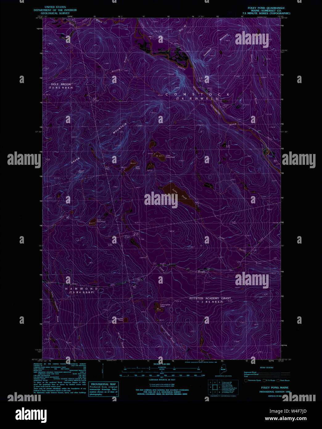 Maine USGS Historical Map Foley Pond 105142 1989 24000 Inversion ...