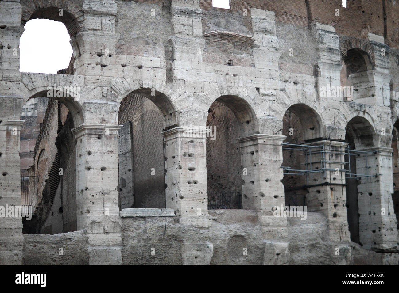 Fragment of the wall of the ancient Colosseum. Rome, Italy Stock Photo ...