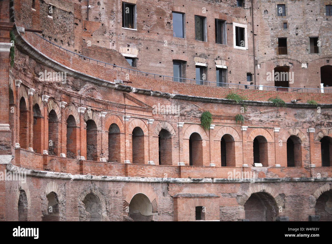 The restored historic building with a suite semicircular windows. Rome ...
