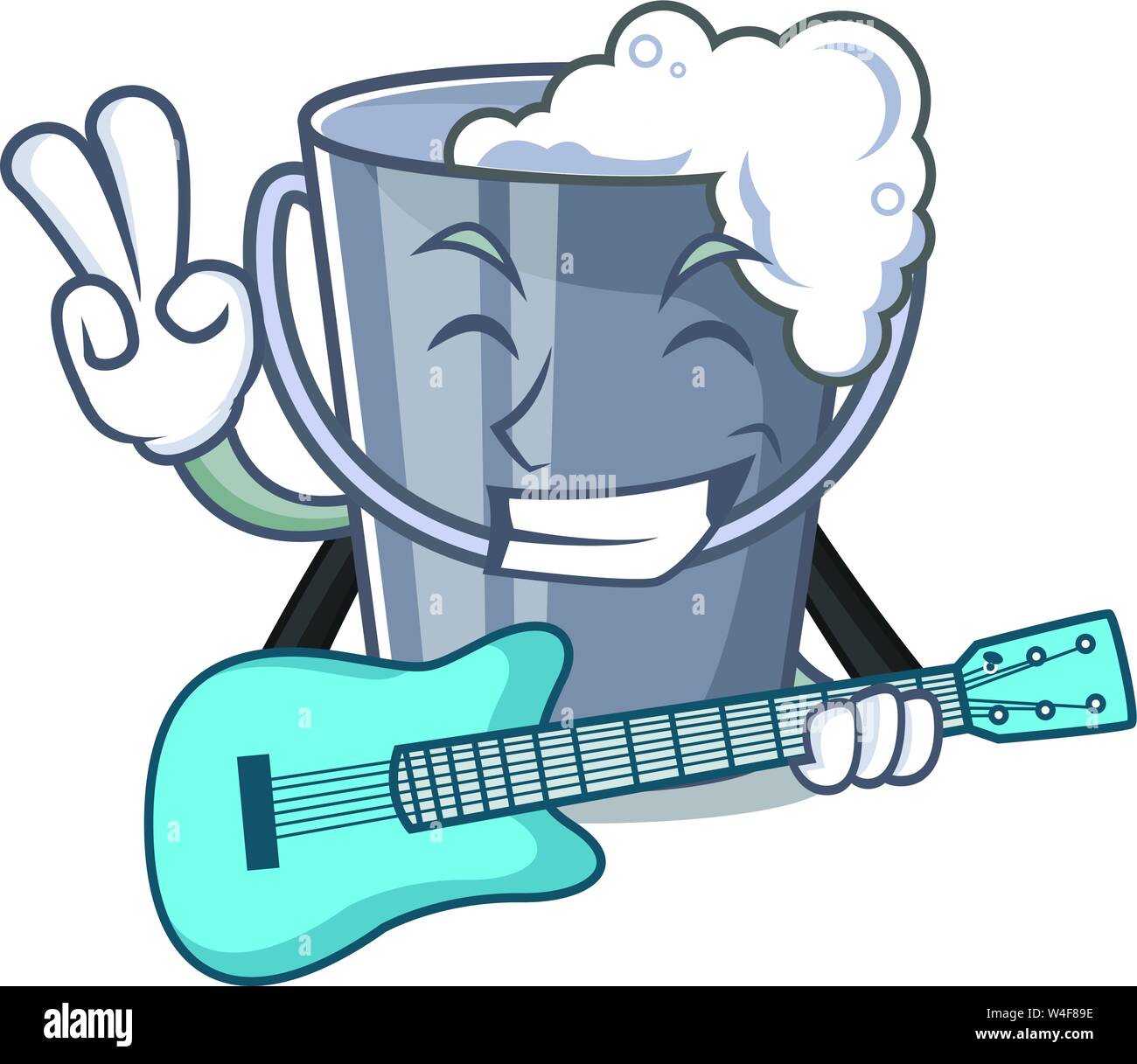 With guitar soapy water in the character shape vector illustration ...