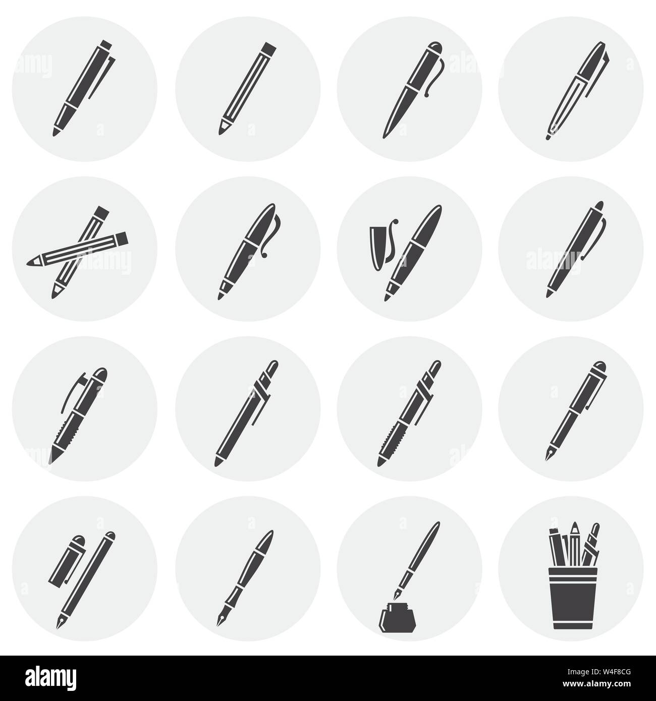 Pens related icons set on background for graphic and web design. Simple ...